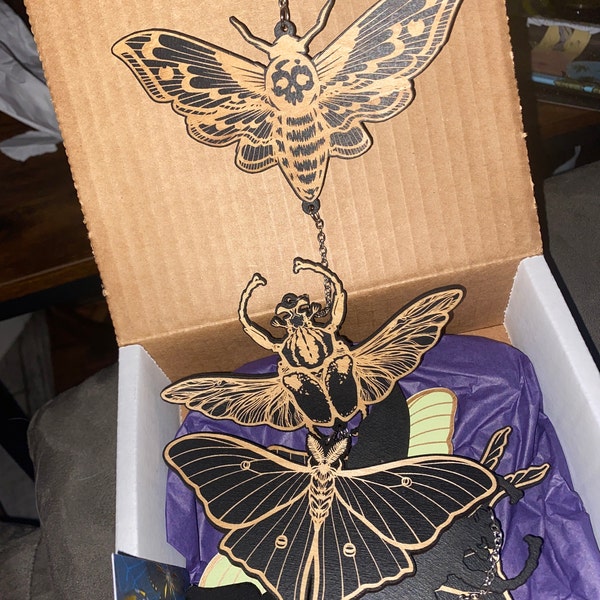 Insect Garland Wood Wall Hanging Decor | Hawkmoth | Luna Moth | Winged ...