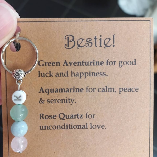 Bestie Crystal Keyring. Friendship Crystal Gift. Personalised Crystal ...