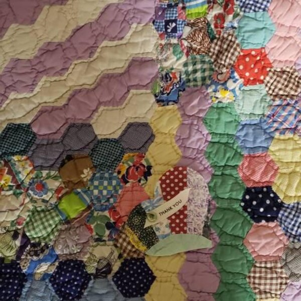 Vintage Cutter Quilt Piece for Repurposing - a Handmade Patchwork Scrap ...