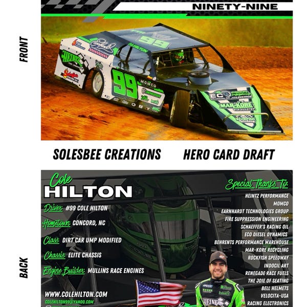 Custom Racing Hero Cards / 2 Sided Design for 5x7 Cards / Digital ...