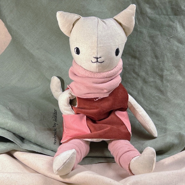 Cat sewing pattern, 12 stuffed cat doll with clothes, pdf tutorial ...
