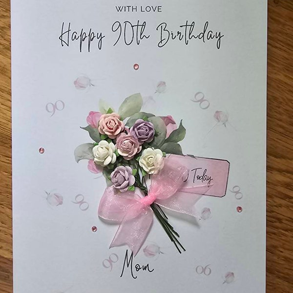 Special Paper Flower Bouquet 90th Birthday Card for Women, 90th ...
