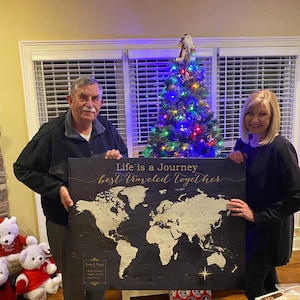 World Map Gift, Personalized Text, Customized Anniversary Gift for ...