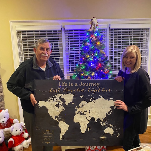 World Map Gift, Personalized Text, Customized Anniversary Gift for ...
