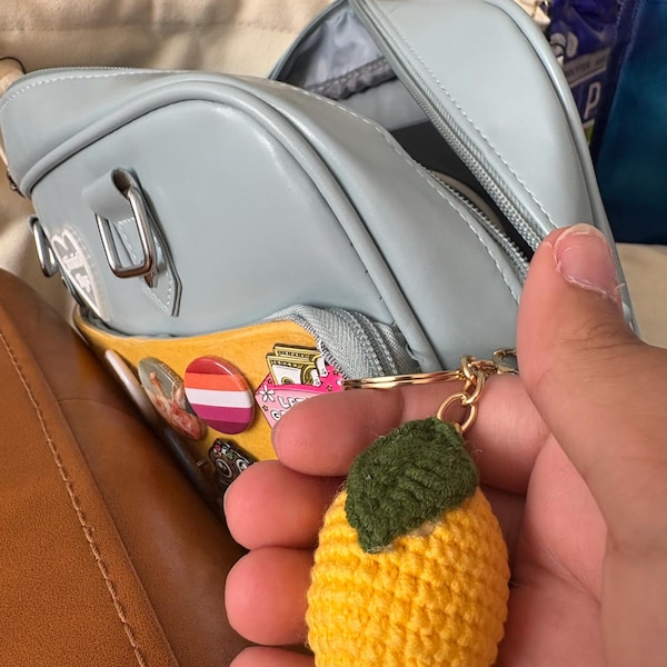Handmade Crochet Mini Lemon Keychain / Mini Cute Lemon Bag Charm ...