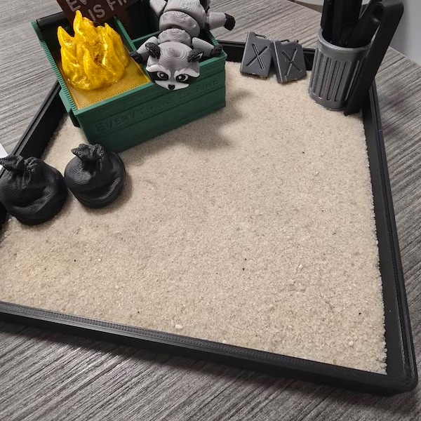 Dumpster Fire Zen Garden - Large 7" X 7" With Fine Sand - Desk ...