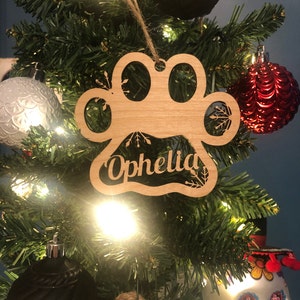 Dog or Cat Ornament Paw Print Custom Pet Ornaments Pets Names ...