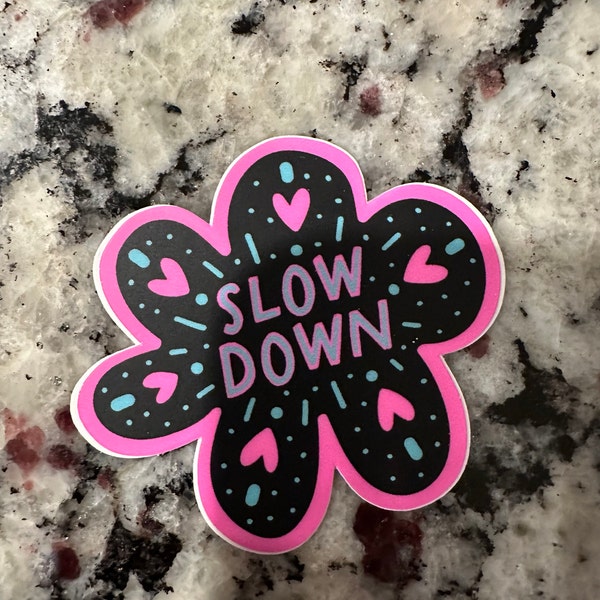 NEW! "slow Down" Colorful Cute Mental Health Aesthetic Sticker Water ...