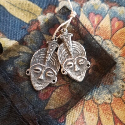 Tribal Mask Earrings, African Mask, Mask Earrings, Tribal Charm, Tribal ...