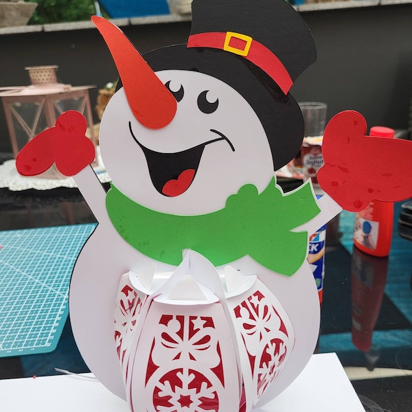 Pack 3 Christmas Lantern PDF, SVG, Studio Templates for You DIY Snowman ...