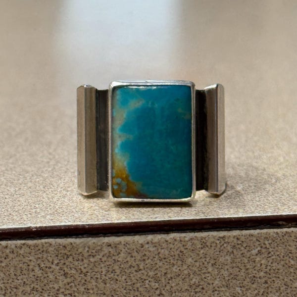 Beth Dutton Inspired Turquoise and Sterling Silver Large Statement Ring ...