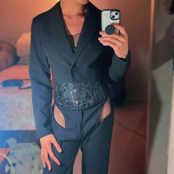 Light Wash Denim Faux Shearling Jacket. Oversized Design, Long Sleeve ...