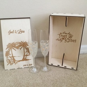 Wood Champagne Flute Gift Box Personalized by You for the - Etsy