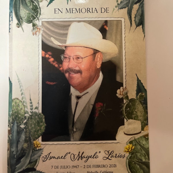 PRINTABLE | Mexican Flower Embroidery Spanish Memorial Card Folded Card ...
