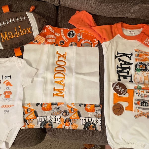 Personalized Baby Boy/girl Gown Set. Tennessee Vols Personalized Gown ...