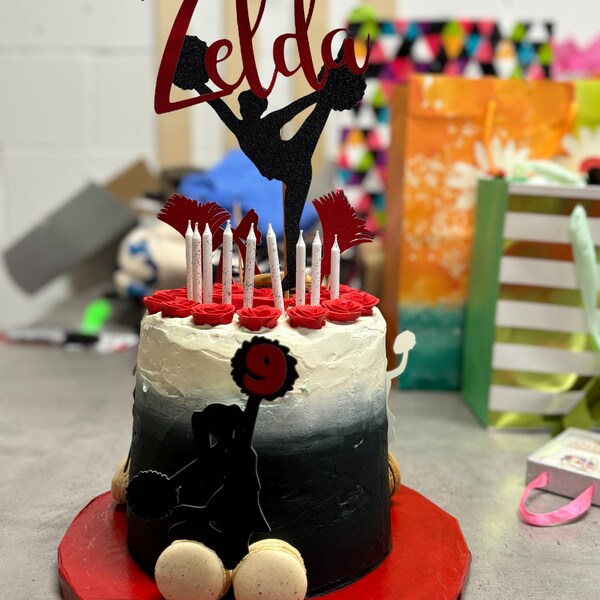 Cheerleader Personalised Set Cake Topper, Birthday Cake Topper Bundle ...
