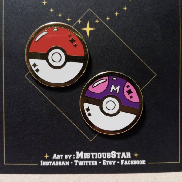 Pokeball +masterball Hard Enamel Pin Set - Etsy