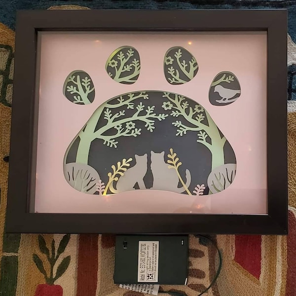 2,3,4 Cats Paw Shadow Box SVG, 3d Papercut SVG, Layered Paper Art ...