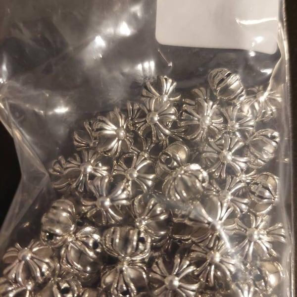 Antique Silver Cross Beads - Prayer Jewelry Beads - Religious Metal ...