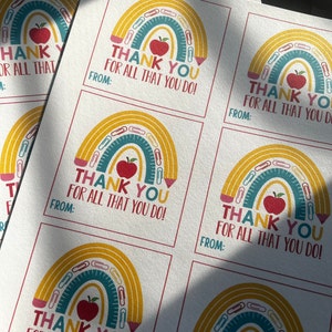 Teacher Appreciation Tag, Teacher Thank You Gift Tag, Teacher Rainbow ...