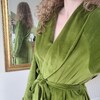 Long Robe From Organic Cotton Velvet / Green Robe / Dressing Gown ...