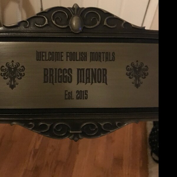 Personalized Haunted Mansion Themed Address Plaque Sign Silver and ...