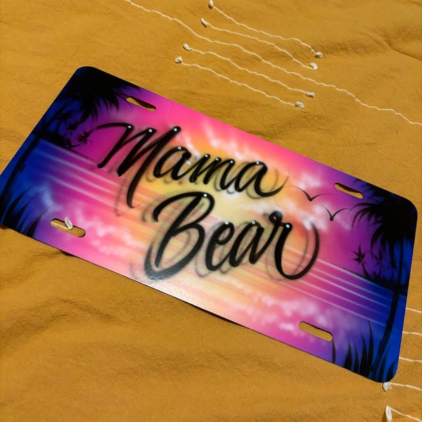 Airbrushed Beach Scene License Plate - Etsy