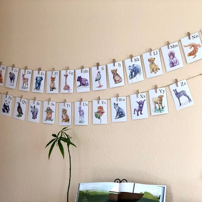 Animal Alphabet Cards ABC Flashcards Watercolor A-Z Flash - Etsy