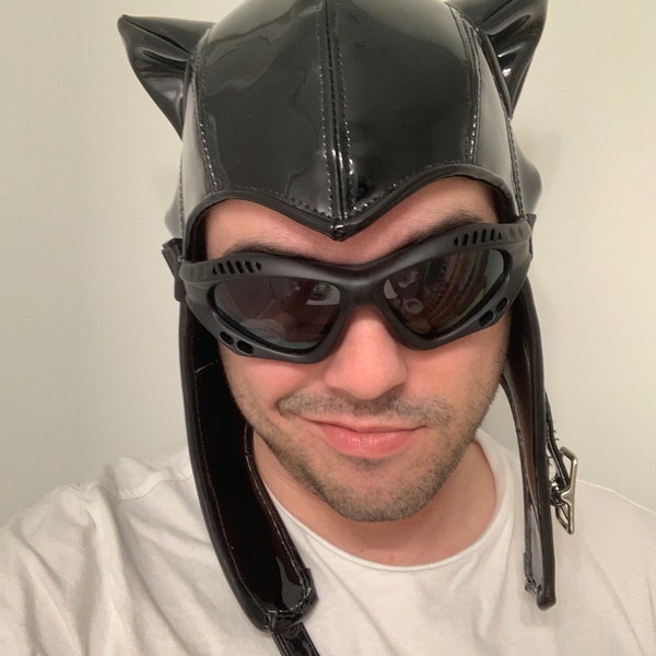 Leather Kitty Cat Full Hood, Womens/ Mens for Halloween Costume ...