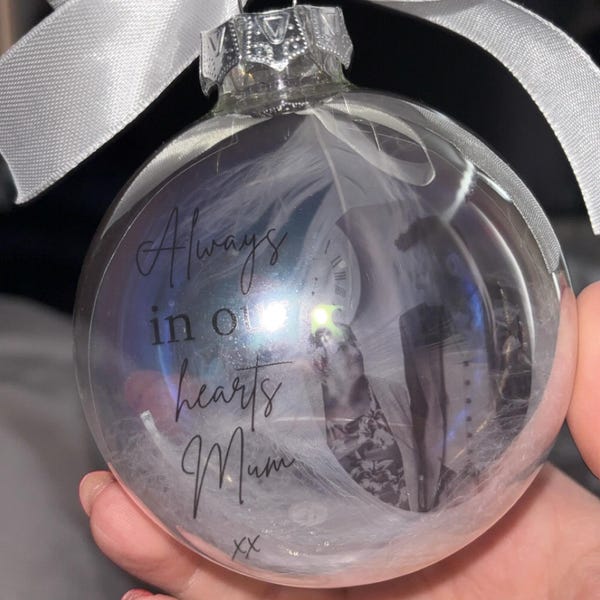 Floating Photo Memorial Memory Bauble, Special Bauble, Personalised ...