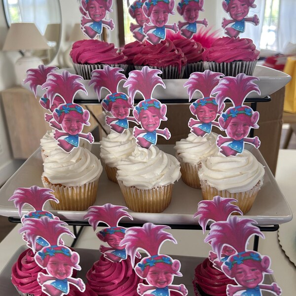Poppy Personalized Face Cupcake Toppers - Etsy
