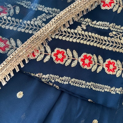Teal Blue Lehenga Choli for Women Georgette Party Wear Lehenga Choli ...