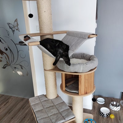 SILVER GREY Chenille Corduroy 5pc Cat Tree Bed Replacement Set to Fit ...