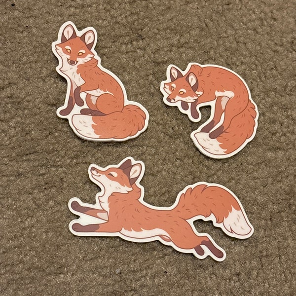 Fox Vinyl Stickers (pack of 3) - Cute Waterproof Fox Sticker Pack - Etsy