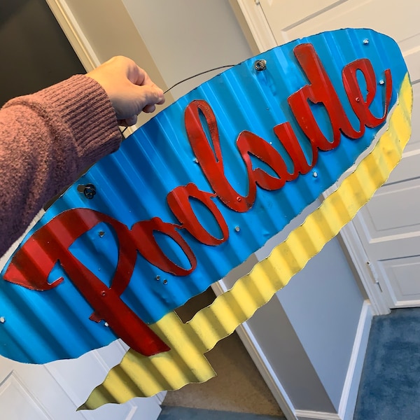 Poolside Mid-century Retro Metal Sign/hot Tub/patio/swimming Pool/pool ...