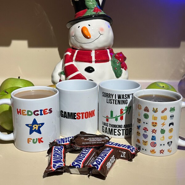 Emoji Timeline Mug, DFV RK Kg, Roaring Kitty, Stock Market Coffee Mug ...