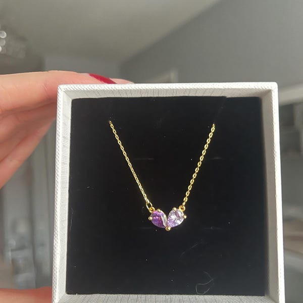 Lovers Birthstone Matching Heart Necklace, Minimalist Birthstone ...