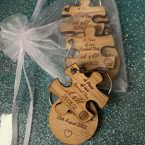 Jigsaw Puzzle Keyring - Wooden Wedding Favours - Etsy