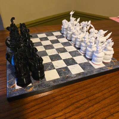Resin Chessboard W Mushroom Chess Pieces Polymer Clay Chess Colorful ...