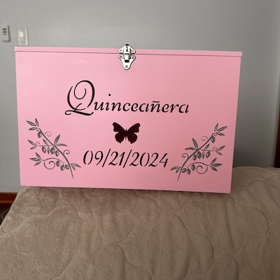 Personalised Quinceañera Sage Green Card Box, Boho Post Box, Money Box ...