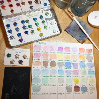 Paw Card mica Handmade Watercolor Paint Mica Metallic - Etsy