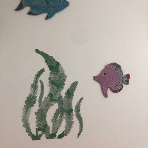 Blue Denim Fish Wall Decals, Bathroom Decor, Home Décor, Vintage Ocean ...
