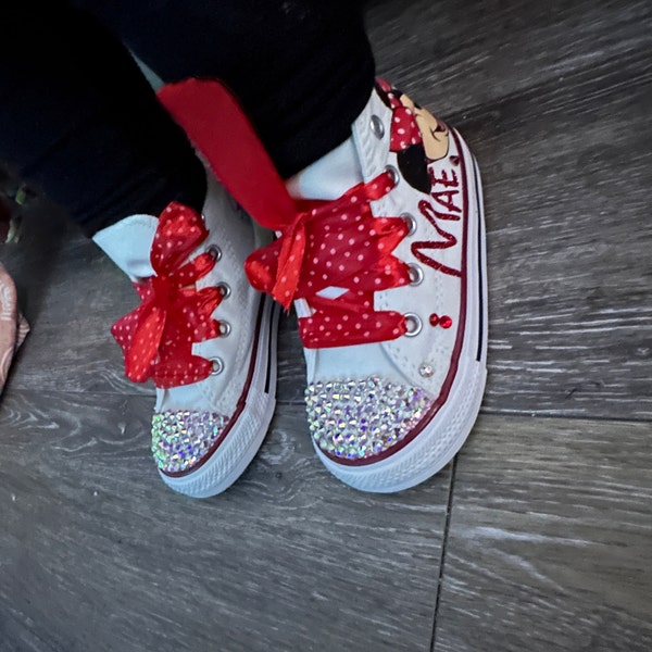 Minnie Mouse Bling Shoes, Minnie Mouse Red Sneakers Shoes, Minnie Mouse ...