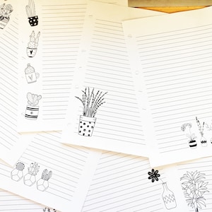 Plant Theme Letter Writing Stationary, Lined Writing Paper Printable ...