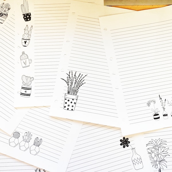 Plant Theme Letter Writing Stationary, Lined Writing Paper Printable ...