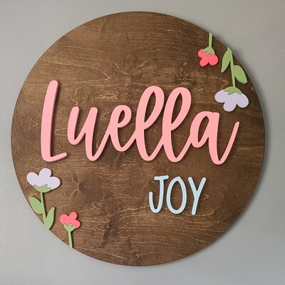 Custom Name Sign Round Sign Baby Name Sign Nursery Room - Etsy