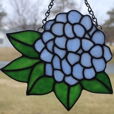 Blue Hydrangea Stained Glass Pattern. © David Kennedy Designs. - Etsy