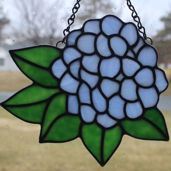 Blue Hydrangea Stained Glass Pattern. © David Kennedy Designs. - Etsy