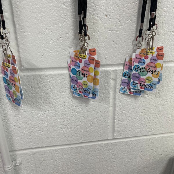 Watercolor Words Theme Classroom Hall Passes for Teachers, Personalized ...