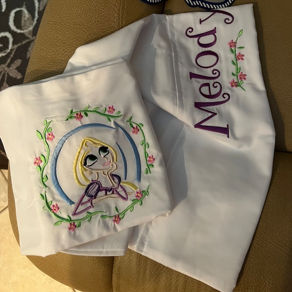 Rapunzel From Tangled With Flowers Sketch Digital Embroidery Machine ...